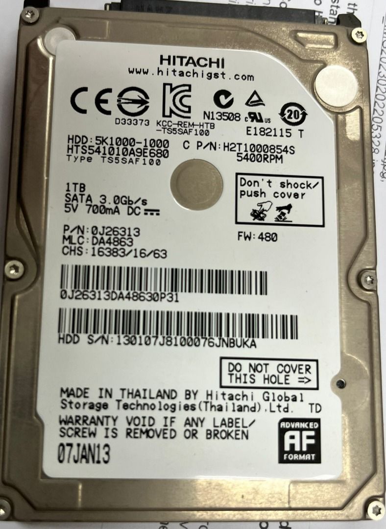 Hitachi Hard Disk, Computers & Tech, Parts & Accessories, Computer ...