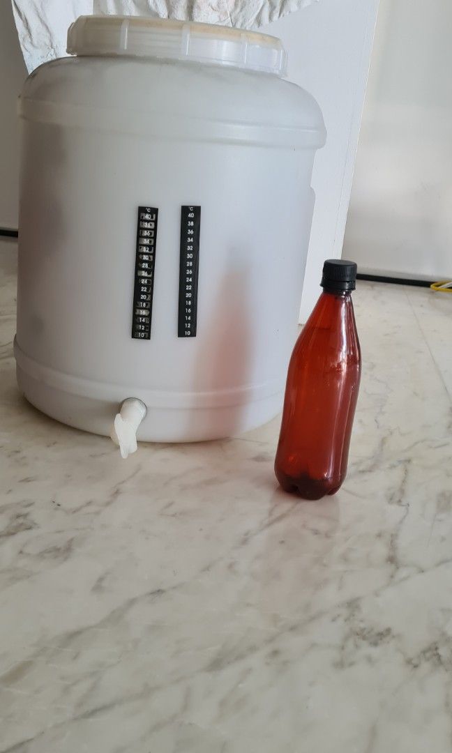 Homebrew fermenter and bottles, Hobbies & Toys, Stationery & Craft ...