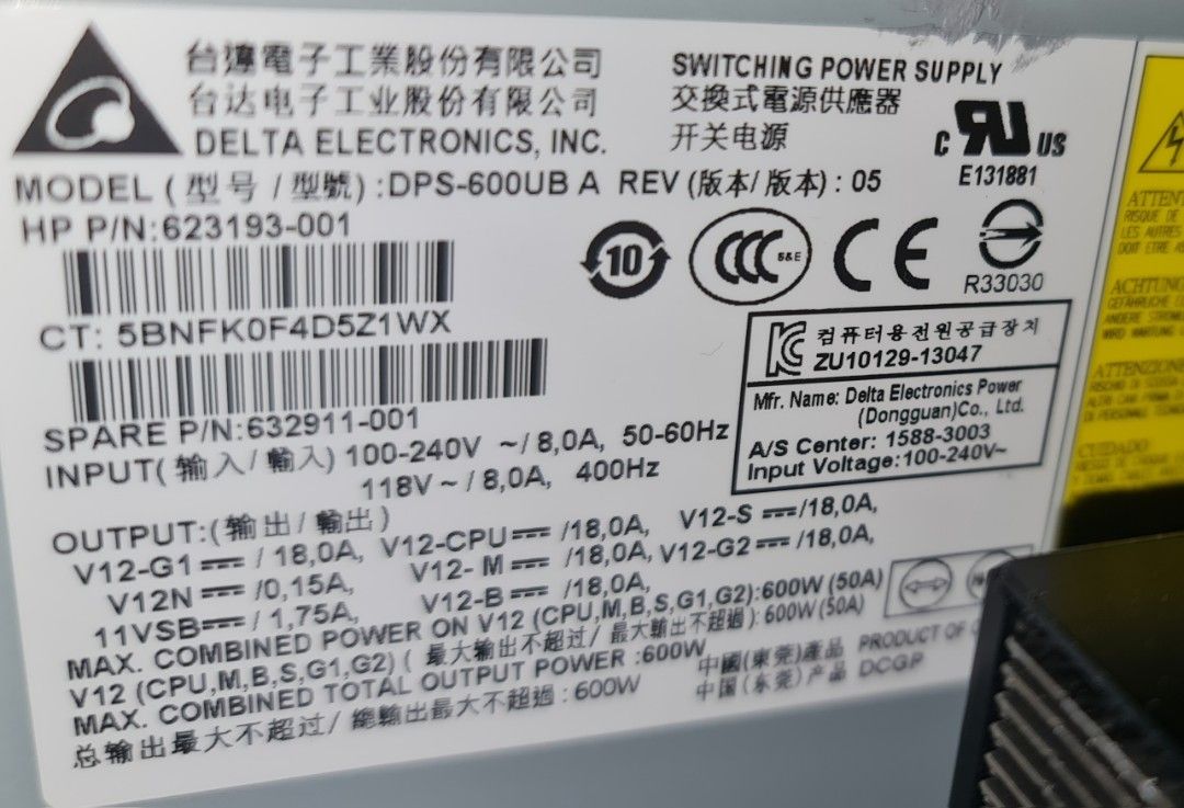 HP Z420 workstation power supply (600W), Computers & Tech, Parts ...