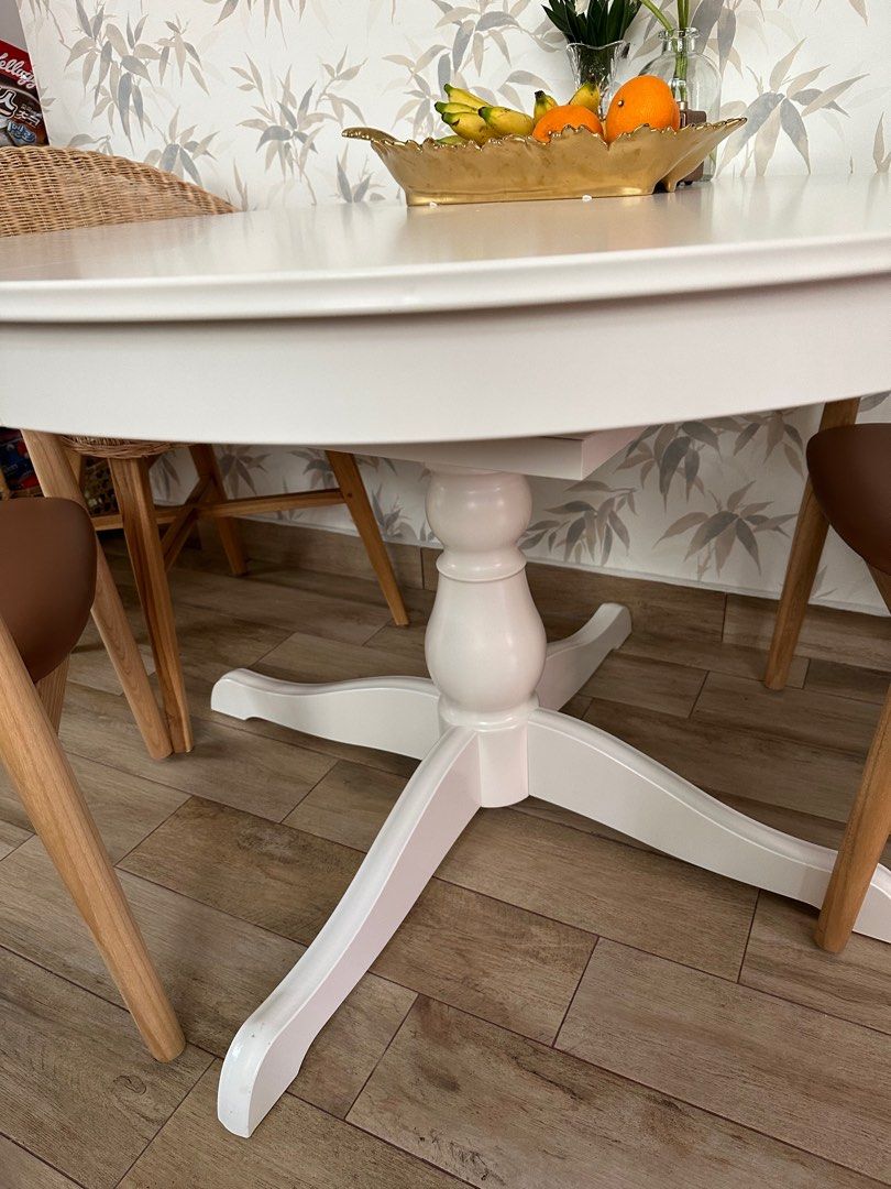 IKEA INGATORP Extendable table, white, 110/155 cm, Furniture & Home ...