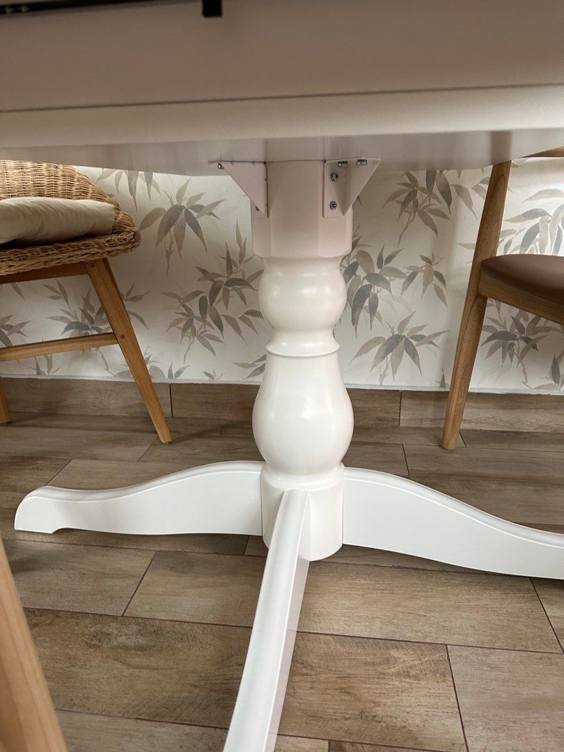 IKEA INGATORP Extendable table, white, 110/155 cm, Furniture & Home ...