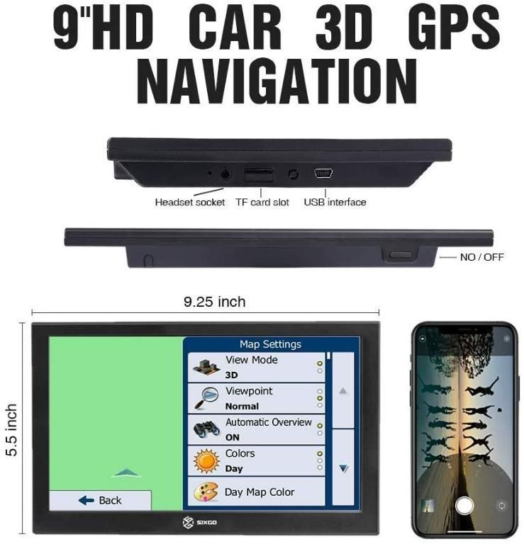J031) SIXGO GPS Navigation for Car 9 Inch HD Touch Screen Truck GPS ...