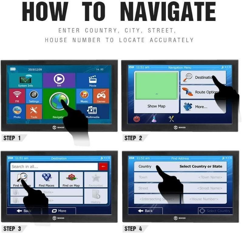 J031) SIXGO GPS Navigation for Car 9 Inch HD Touch Screen Truck GPS ...