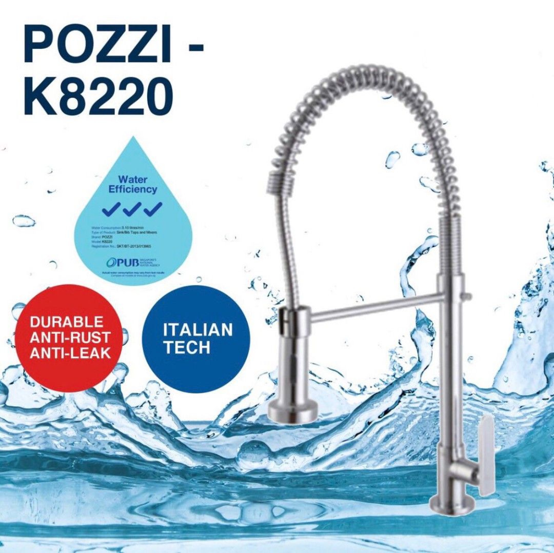 Kitchen Basin Tap Pozzi-K8220, Furniture & Home Living, Bathroom ...