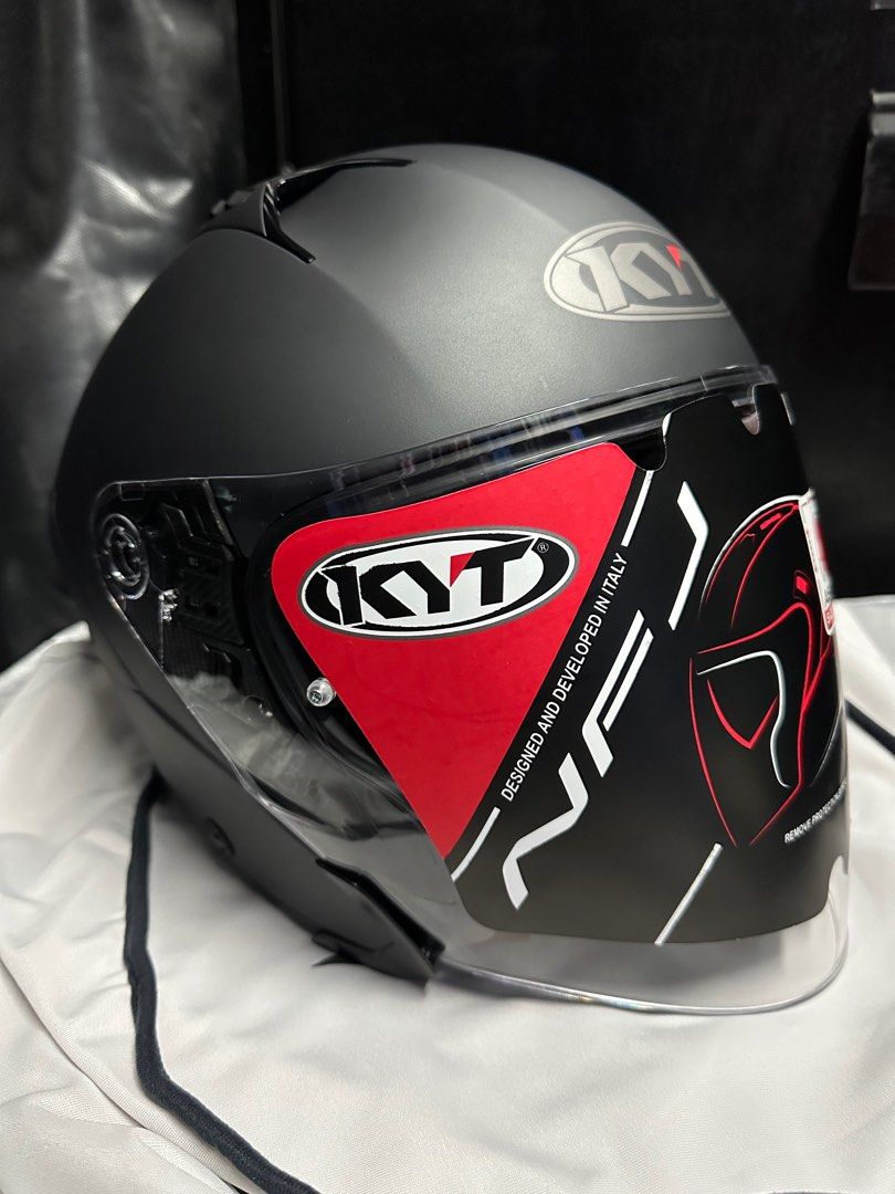 KYT NFJ ANTHARCITE MATTE BLACK open face helmet, Motorcycles ...