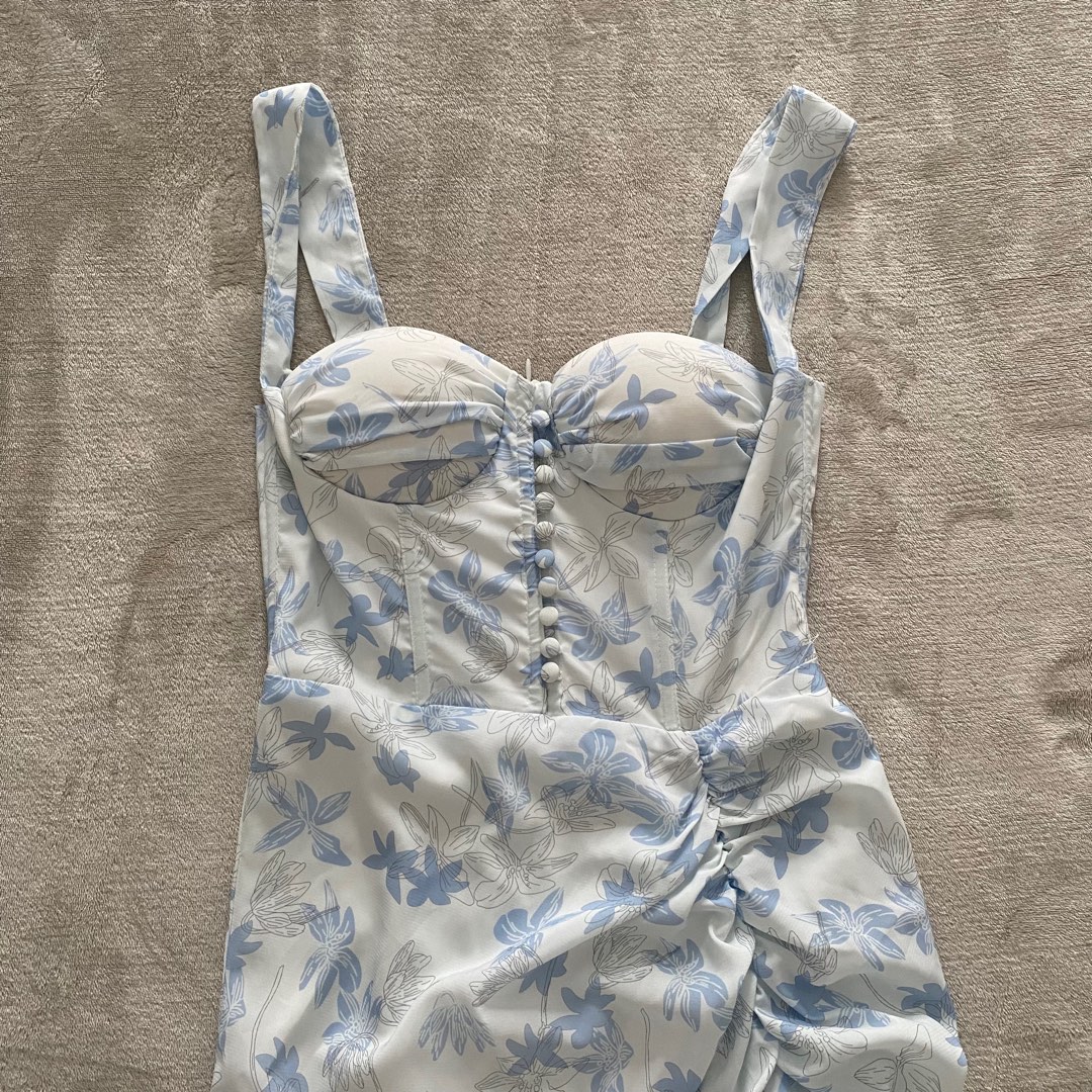 Light Blue Corset Midi Dress, Women's Fashion, Dresses & Sets, Dresses ...