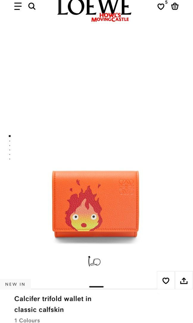 Loewe Howls Calcifer Trifold Wallet, Luxury, Bags & Wallets on Carousell