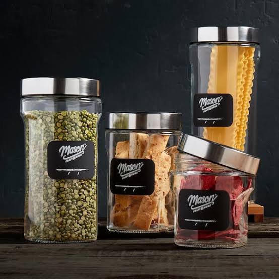 Mason Craft & More 4 piece set glass canister with chalk labels ...