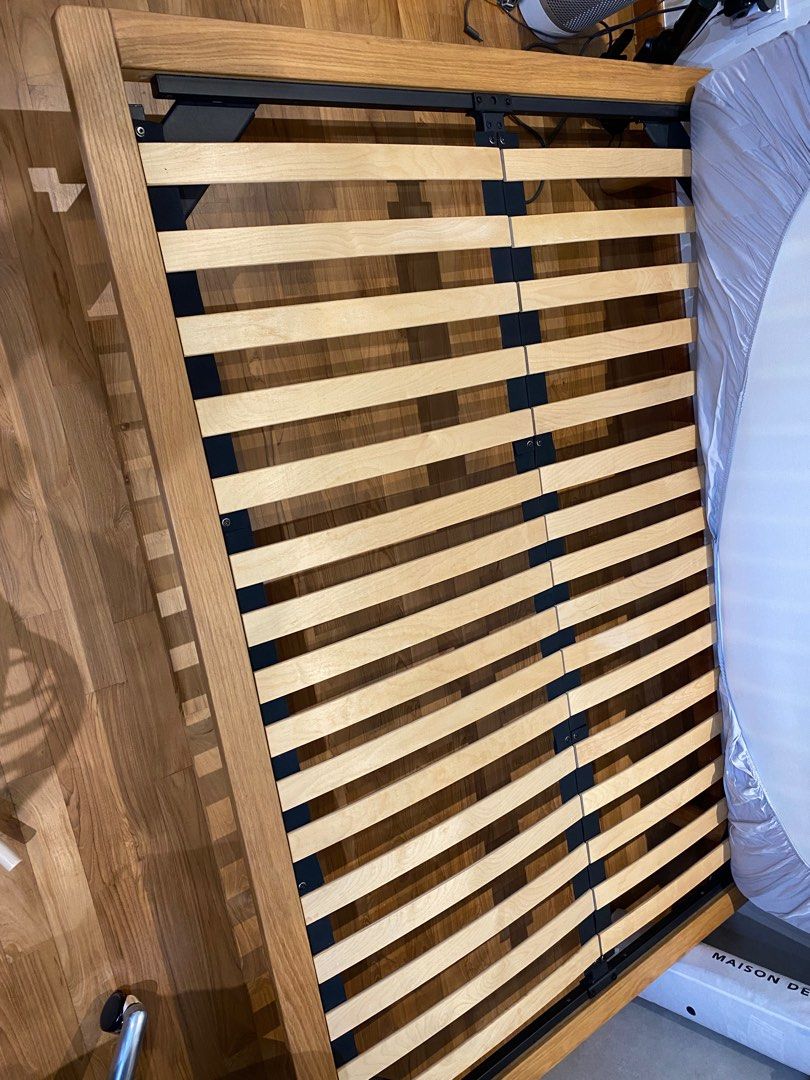 Muji Wooden Double Bed Frame (Oak), Furniture & Home Living, Furniture ...