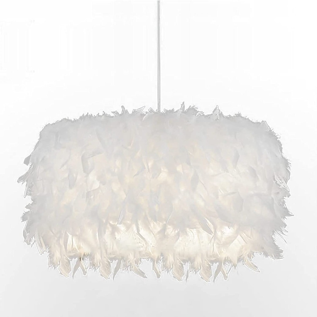 New Arrival! Sunallwell Feather Light Shade Modern Pendant Light ...