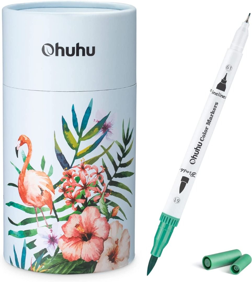 Ohuhu Art Markers Dual Tips Coloring Brush Fineliner Color Pens, 60 ...