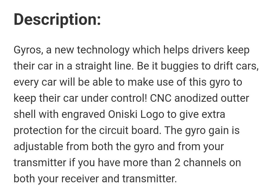 Onisiki rc car gyro, Hobbies & Toys, Toys & Games on Carousell