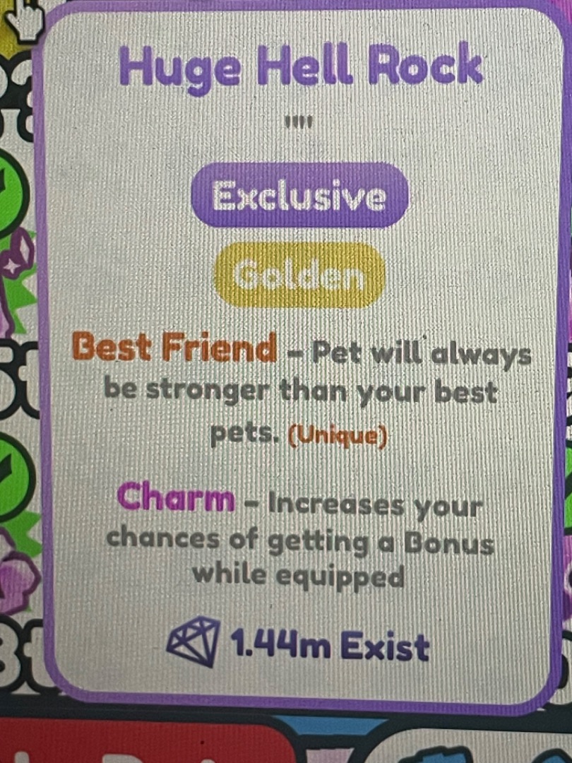 Pet sim X Golden huge hell rock, Video Gaming, Gaming Accessories, In ...