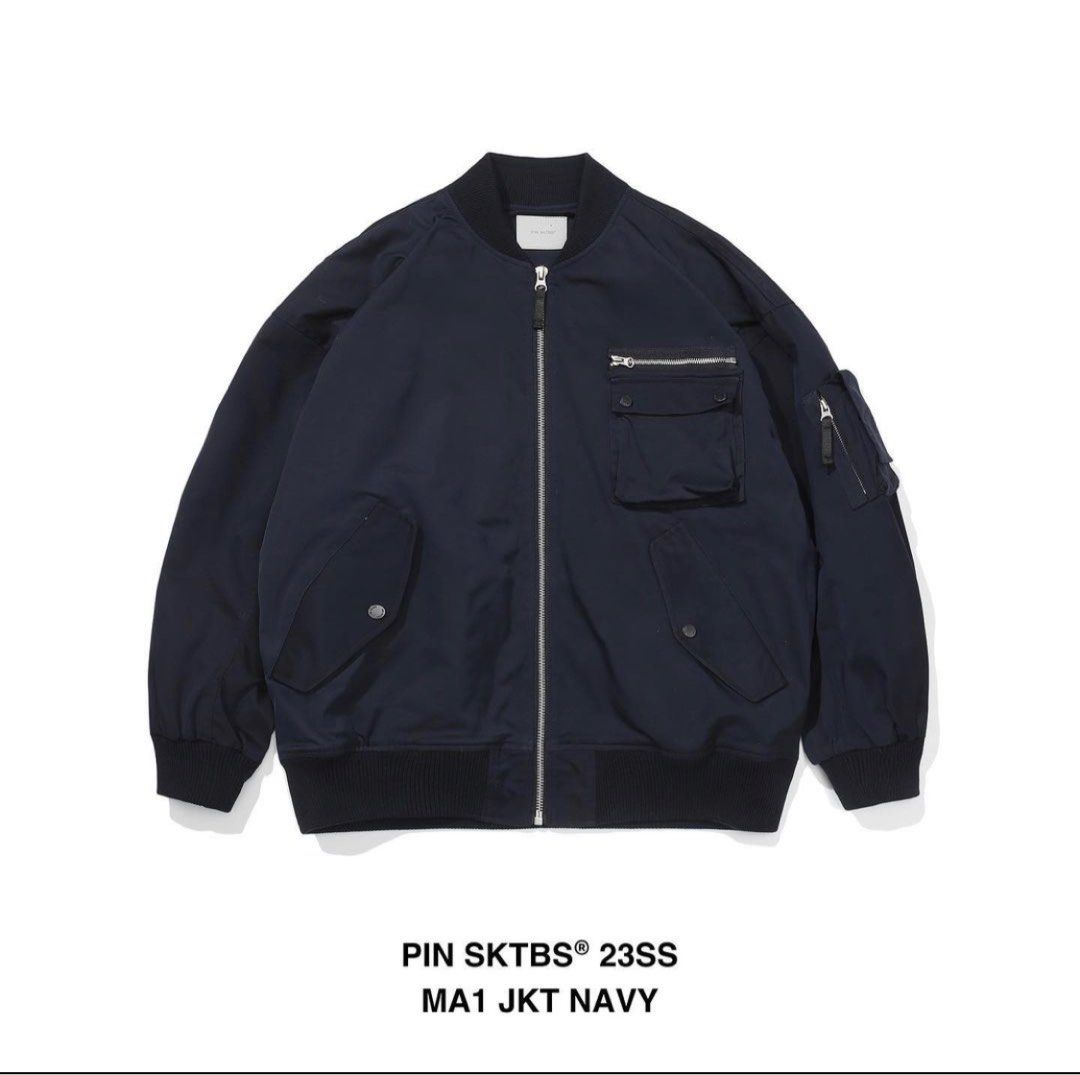 PIN SKTBS 23ss MA1 JKT Navy, 男裝, 外套及戶外衣服 - Carousell