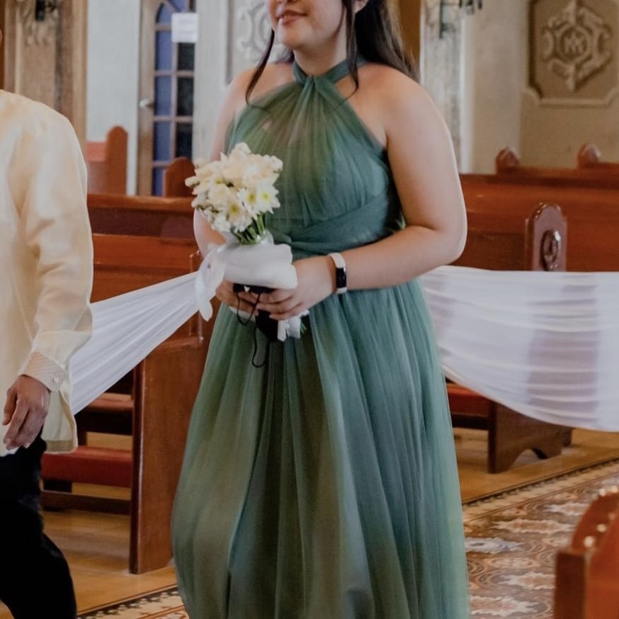 Pine Green Infinity Tulle Bridesmaid Dress, Women's Fashion, Dresses ...