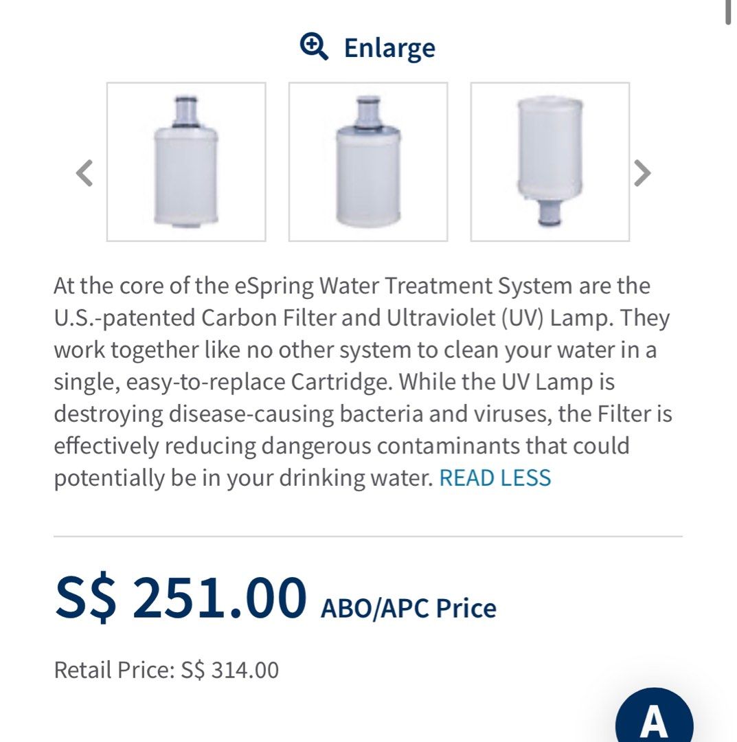 [PO] Amway eSpring Water Cartridge Filter, TV & Home Appliances ...