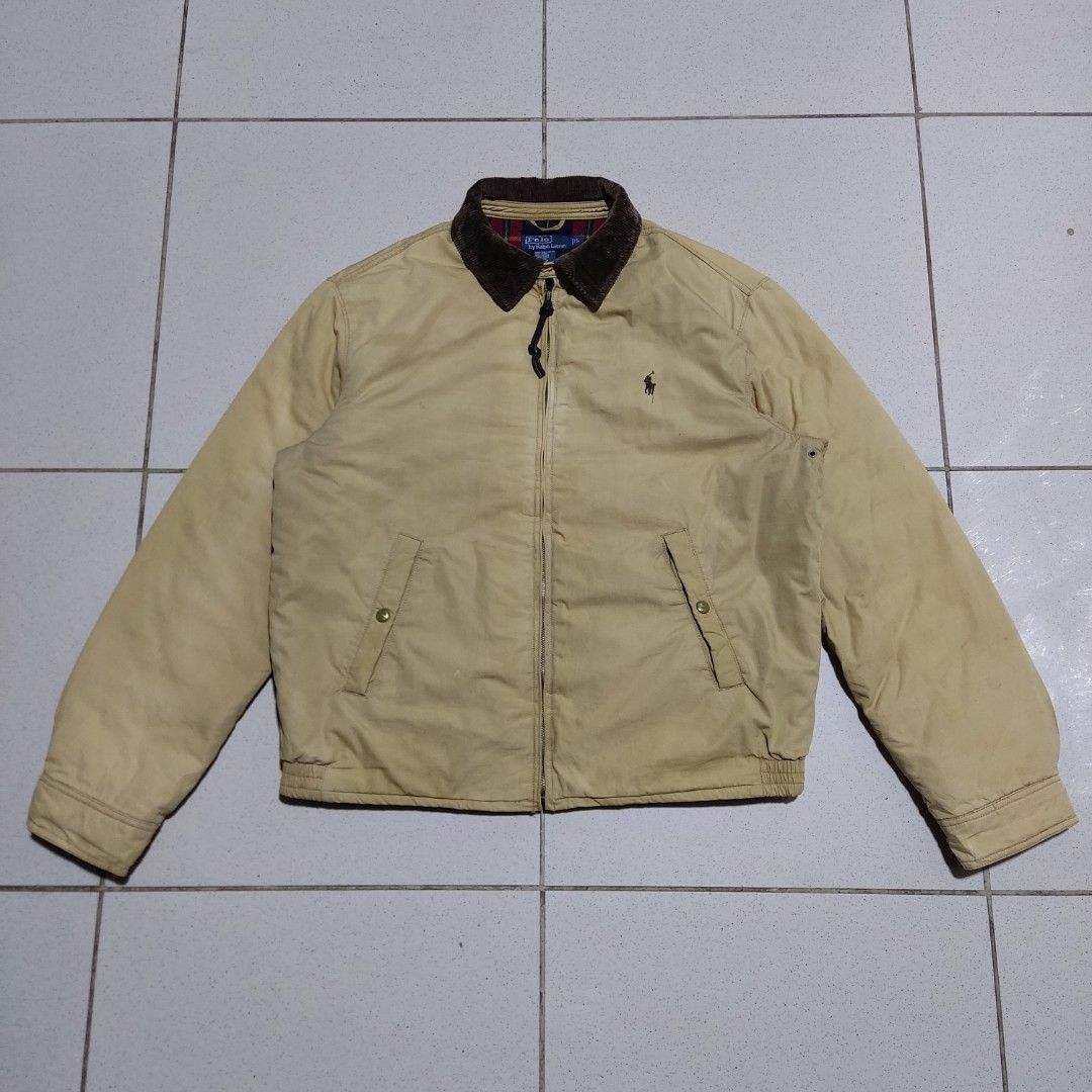 Rare Vintage Polo Ralph Lauren Harrington Jacket (Corduroy Collar; Fleece Plaid inside), Men's ...