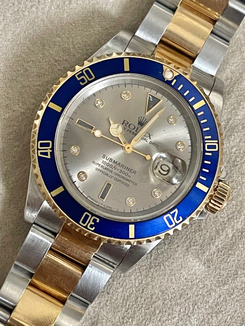 Rolex Submariner Grey Sultan Serti Dial Rare Two tone, Luxury, Watches ...