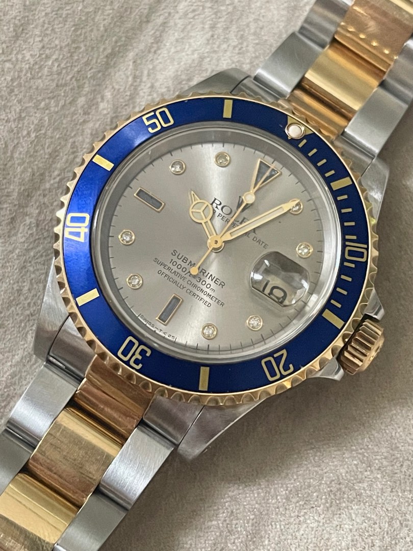 Rolex Submariner Grey Sultan Serti Dial Rare Two tone, Luxury, Watches ...