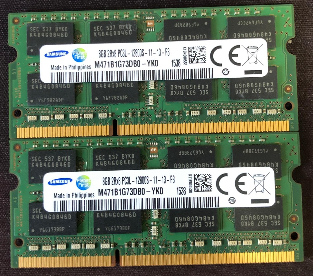 Samsung 8GB DDR3-1600 SODIMM PC3L-12800S Dual Rank x8 Module, Computers & Tech, Parts ...