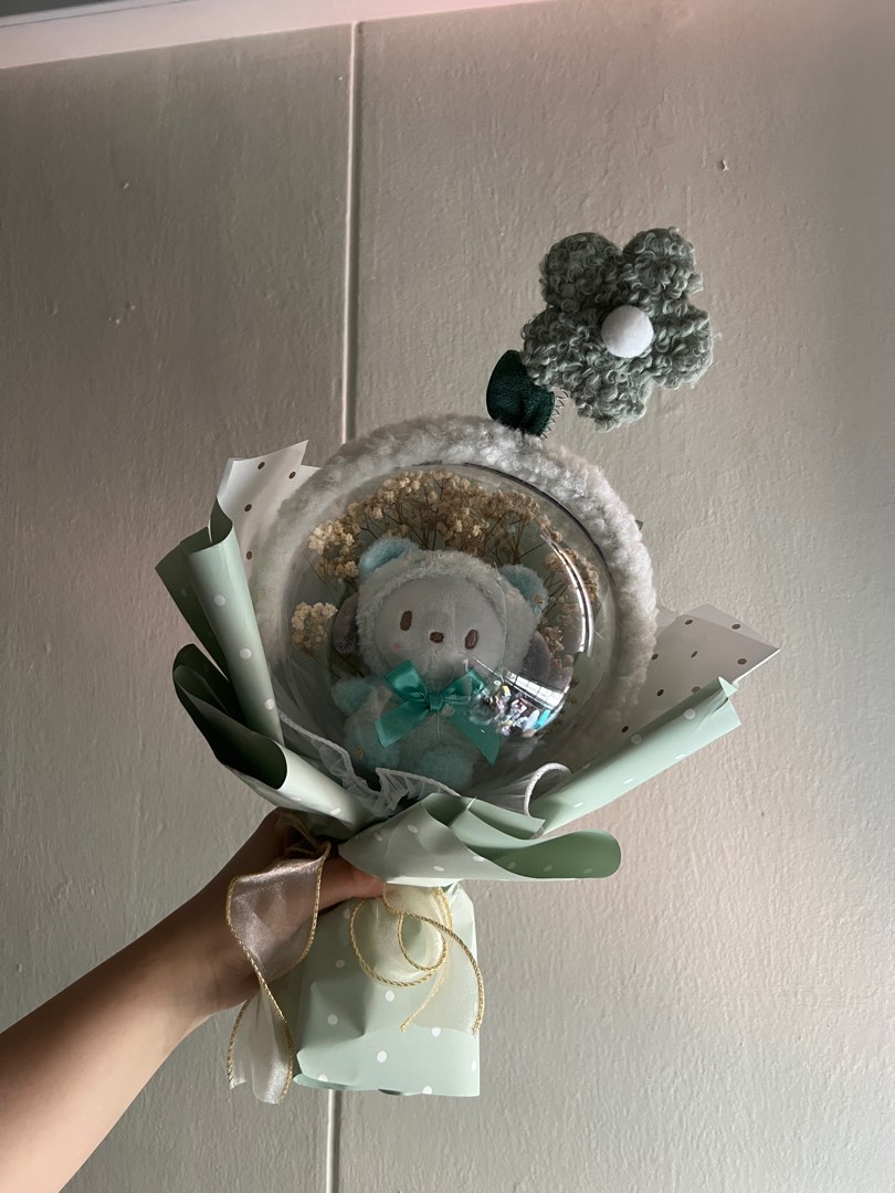 SANRIO Pochacco plush dried baby breaths Graduation Anniversary ...