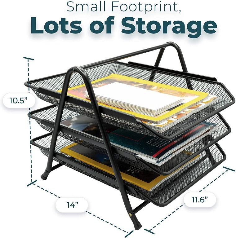 [sg stock] Greenco Letter Tray Desk Organizer, 3-Tier Mesh Paper Tray ...