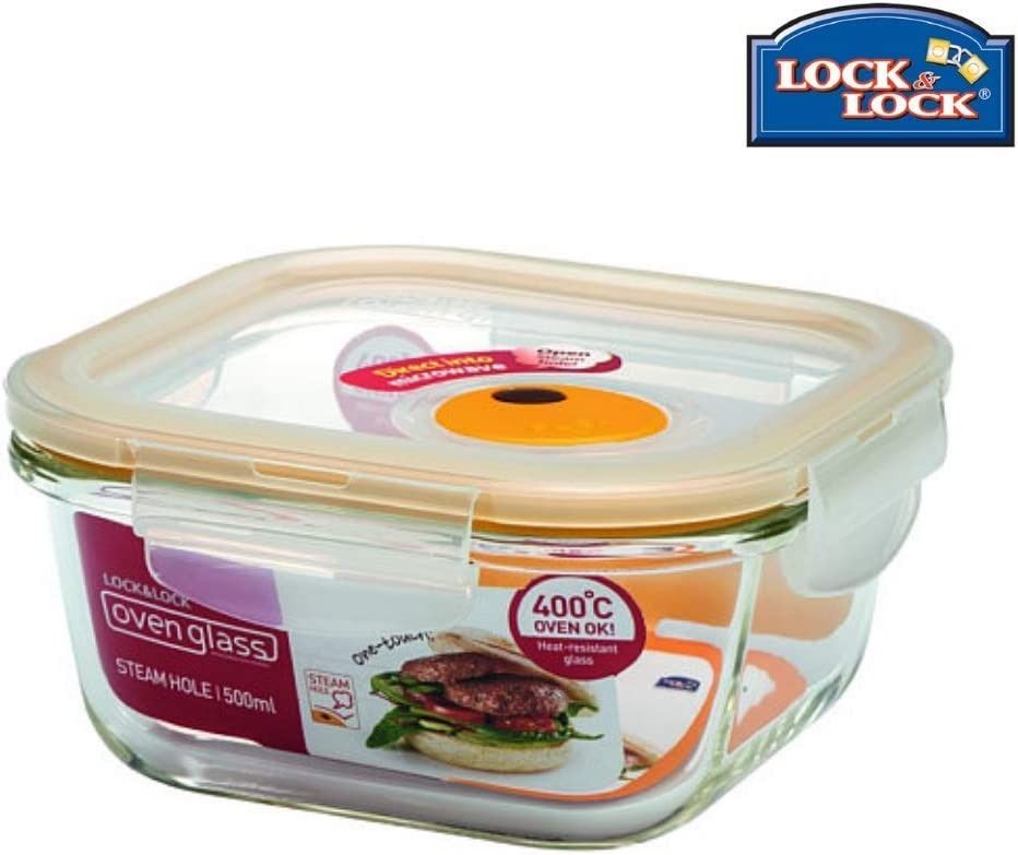 [sg stock] Lock & Lock Steam Hole Glass Container Square 500ML ...