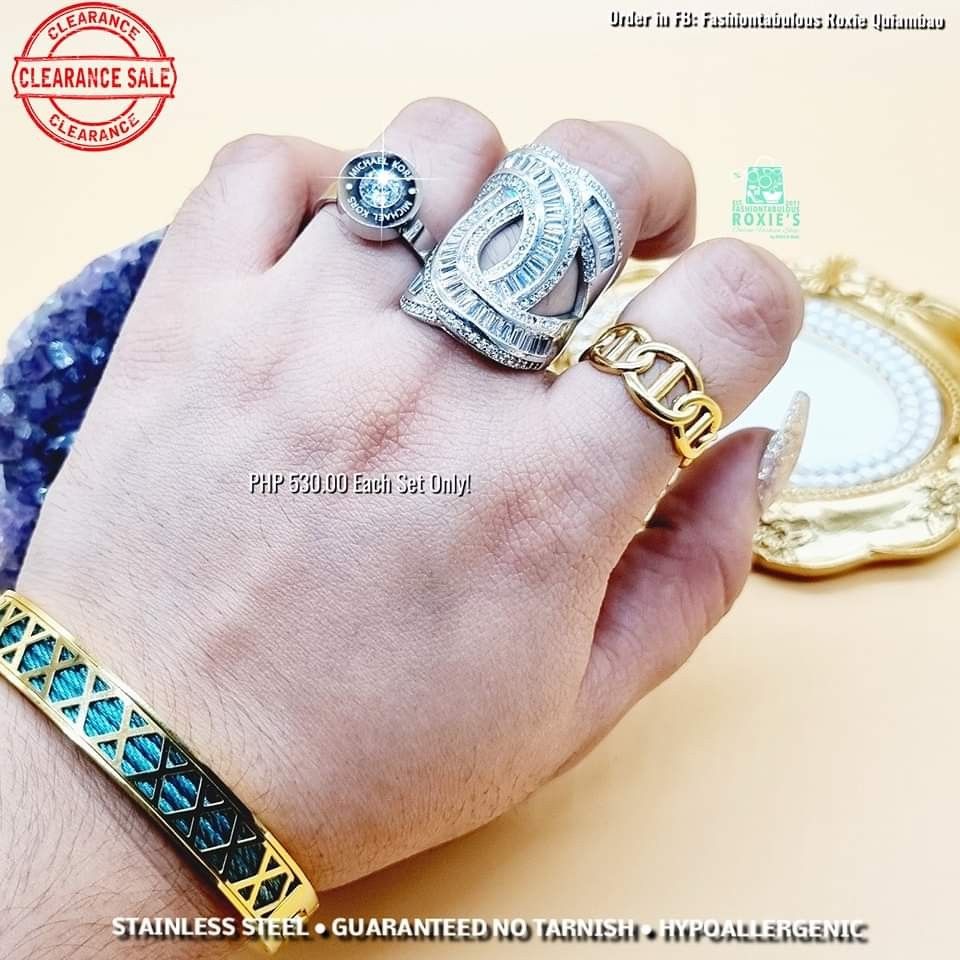 STAINLESS STEEL "MK" JEWELRY SET (SILVER TONE), Women's Fashion ...