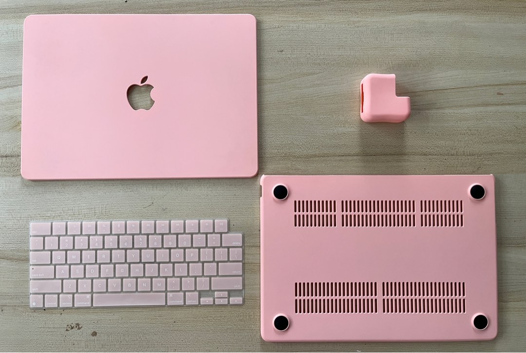 TAKE ALL Macbook Air M2 Pink Case with Keyboard Protector and Adapter ...