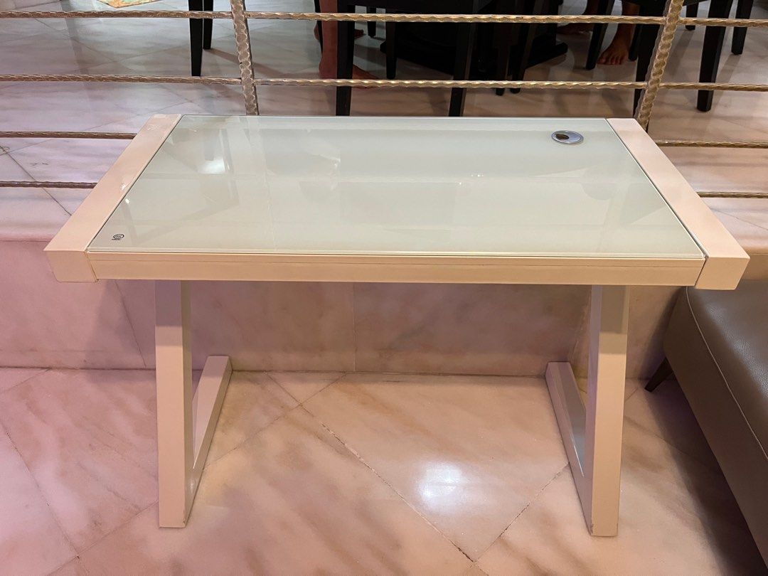 Tempered glass top study desk, Furniture & Home Living, Furniture ...