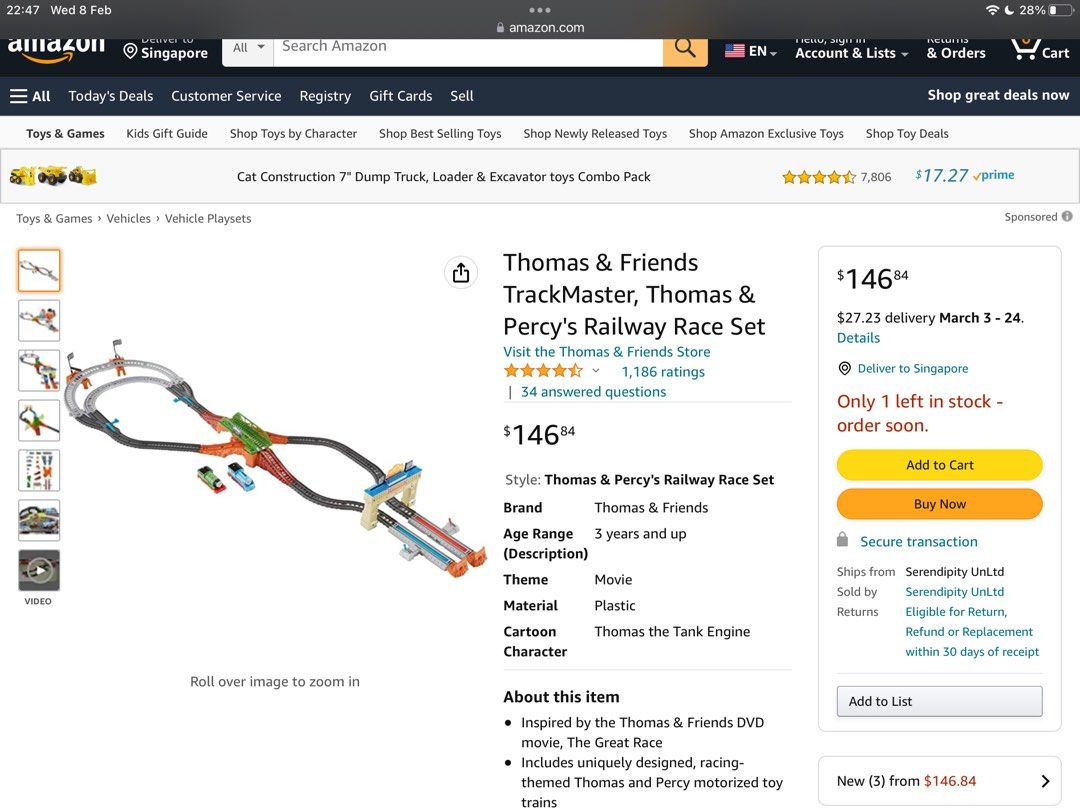 Thomas & Friends - Railway Race Set (with Streamlined Thomas & Percy ...