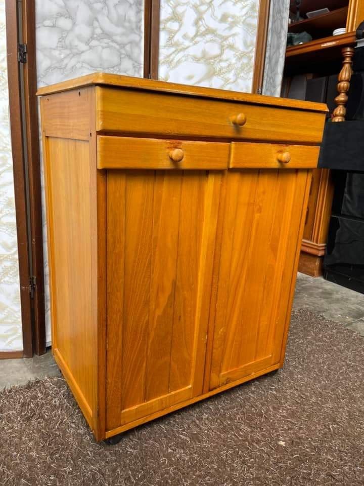 Trash Bin Cabinet 24L x 16W x 32H in Ceramic tile top 1 pullout drawers ...
