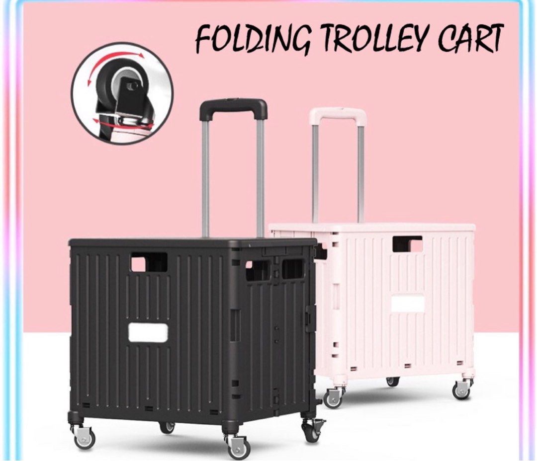Trolley Foldable Shopping Trolley Cart 65L Large Grocery Shopping Cart ...