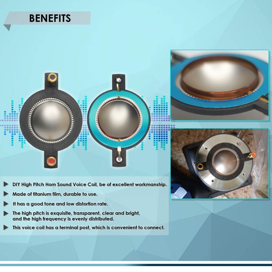 TWEETER VOICE COIL 44.4mm 8 OHMS 120W, UNIVERSAL HORN DIAPHRAGM ...