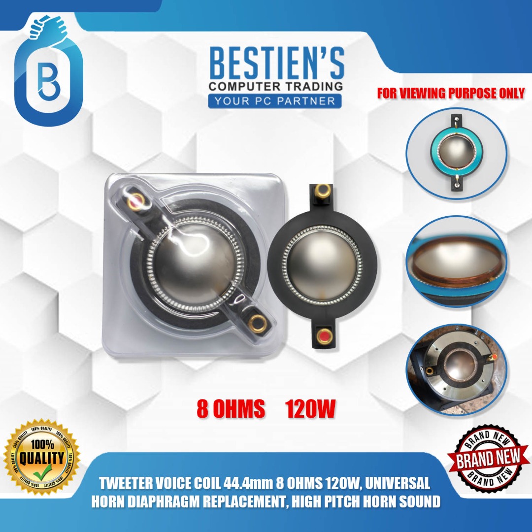 TWEETER VOICE COIL 44.4mm 8 OHMS 120W, UNIVERSAL HORN DIAPHRAGM ...