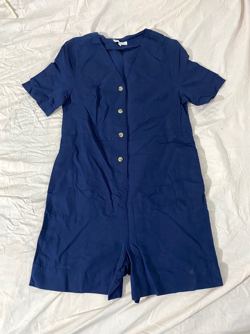 Warehouse Navy Blue Overall Dress, Women's Fashion, Dresses & Sets ...