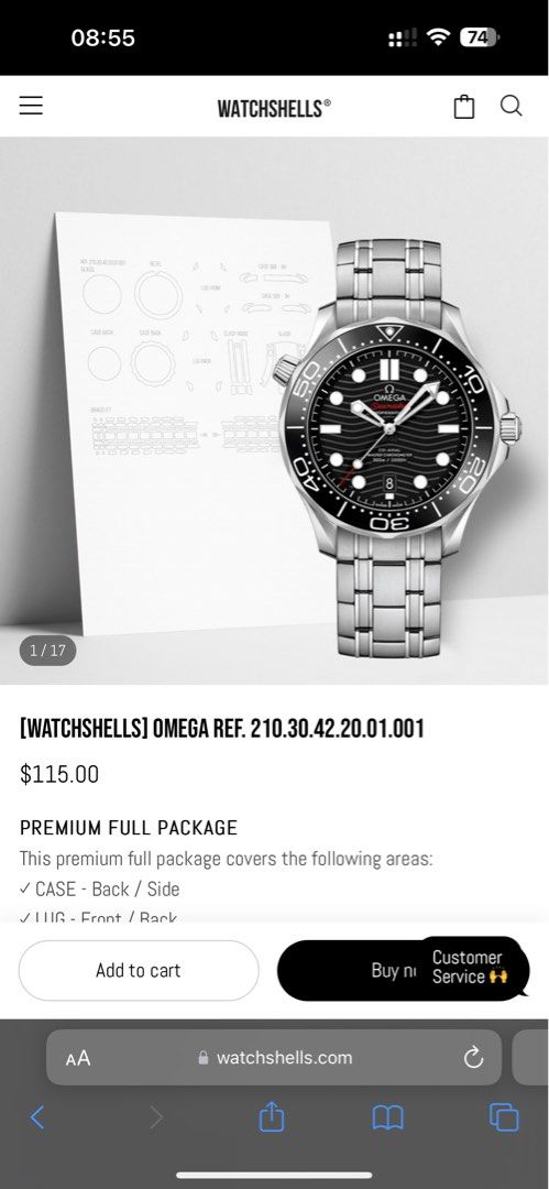 WatchShells Watch Protection Film for 42mm Omega Seamaster Diver 300M series, Luxury, Watches on ...