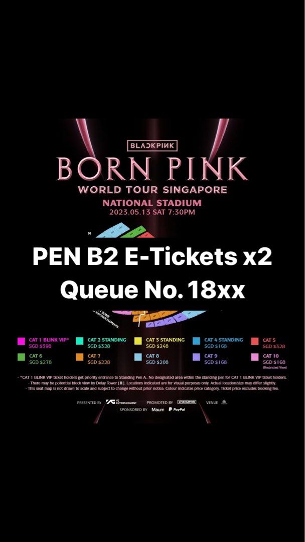 WTS CAT 3 Blackpink World Tour Day 1 Tickets, Tickets & Vouchers, Event ...