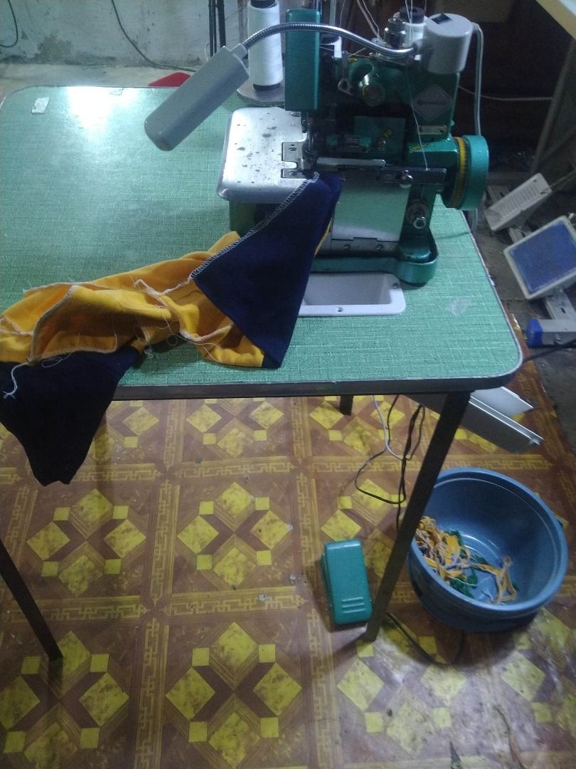 YAMATO EDGING/OVERLOCK SEWING MACHINE WITH TABLE, STAND,WASTE CHUTE ...