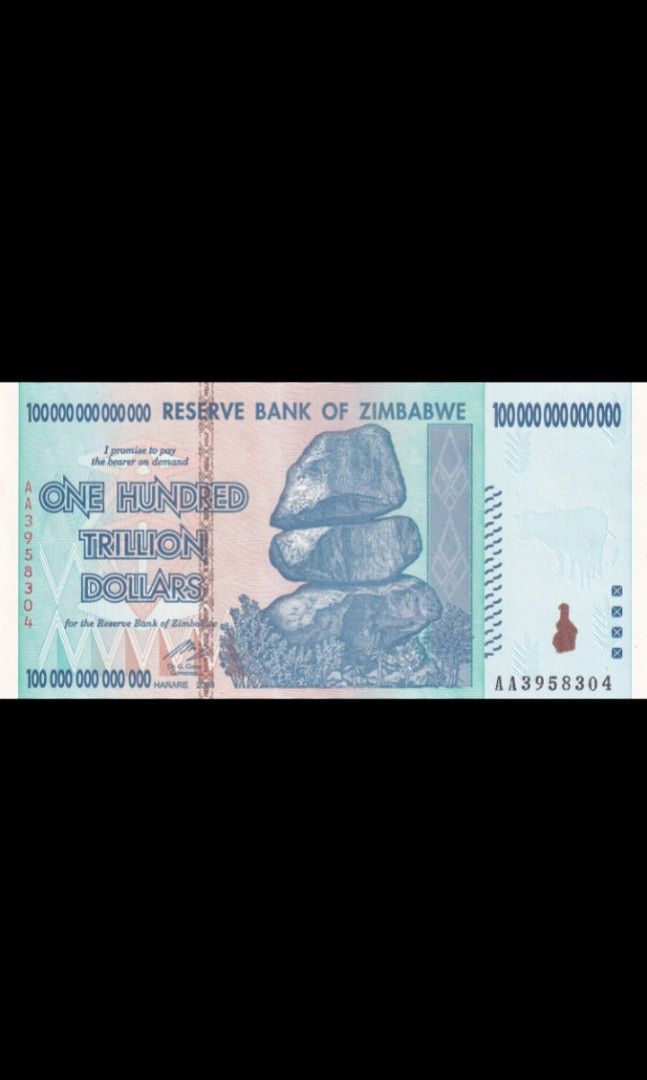 Zimbabwe 100 trillion 2008 hyperinflation issue, Hobbies & Toys ...