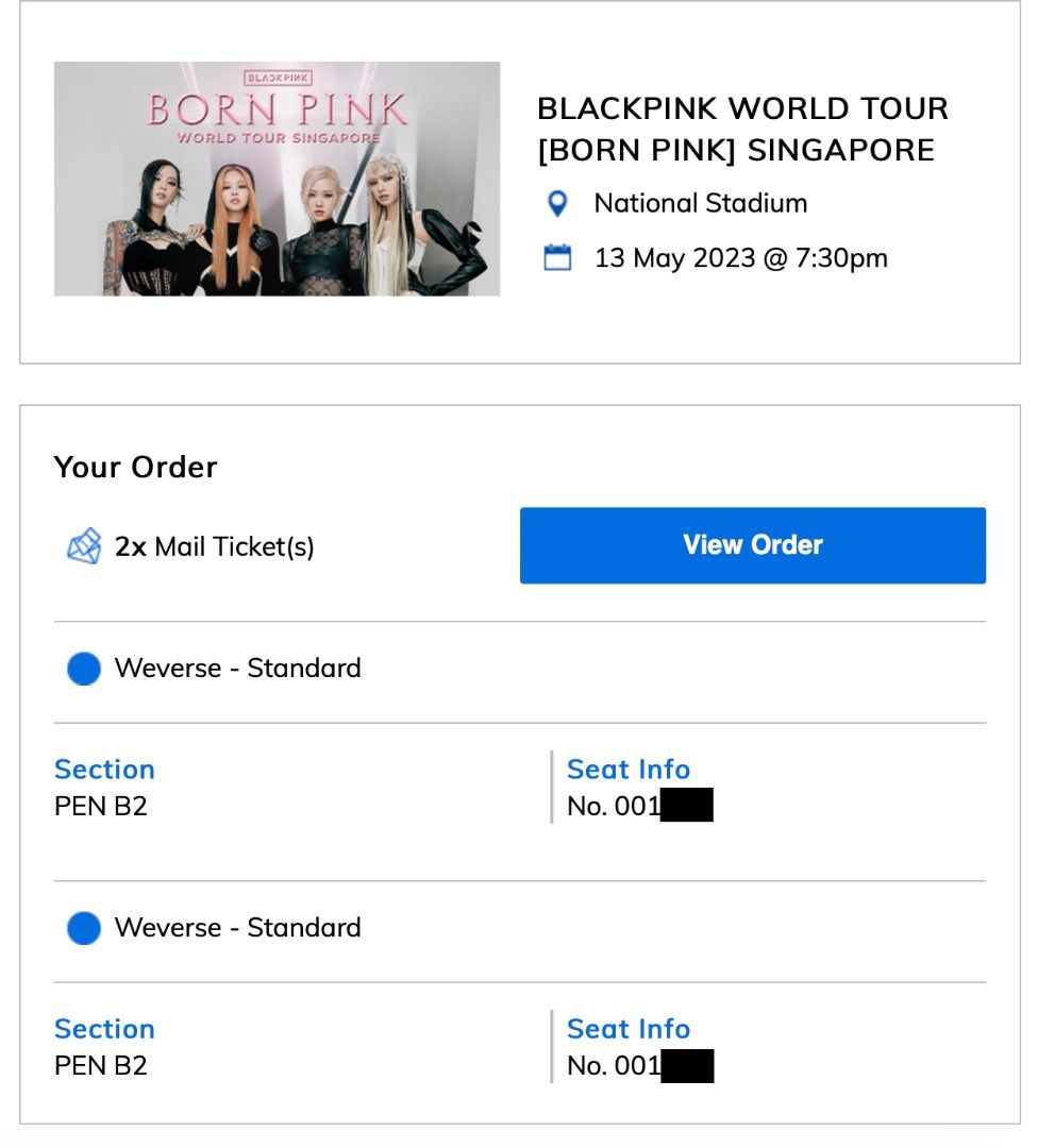 2x Blackpink World Tour Singapore Cat 3 Tickets, Tickets & Vouchers, Event Tickets on Carousell