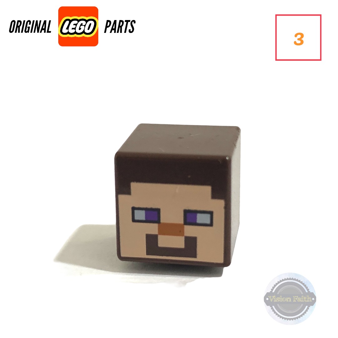 3. LEGO MINIFIGURE PARTS #19729 - HEAD MODIFIED CUBE WITH MINECRAFT ...