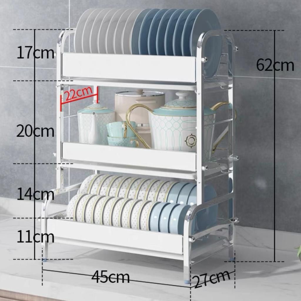 3 tier stainless steel dish rack/ plates rack, Furniture & Home Living ...