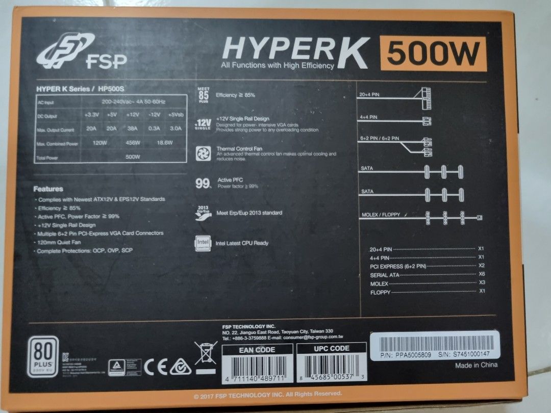 500W HyperK PSU, Computers & Tech, Parts & Accessories, Computer Parts ...