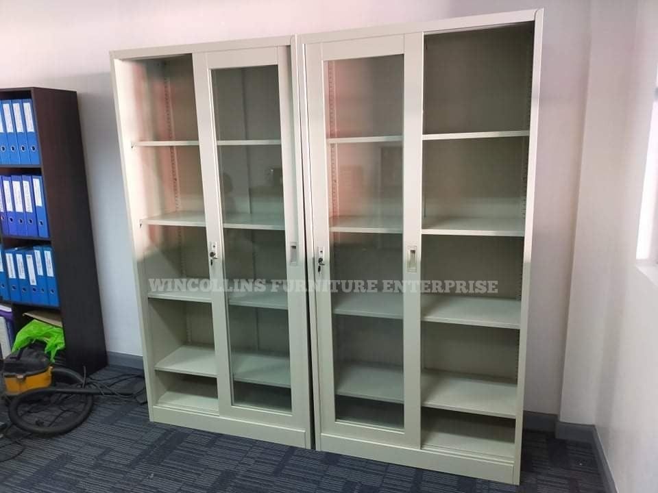 5 LAYER SLIDING GLASS DOOR STEEL CABINET, Furniture & Home Living ...