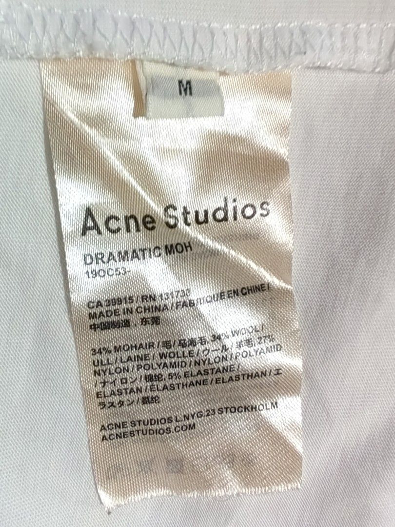 Acne studios navid logo mock neck optic white tshirt, Women's Fashion ...