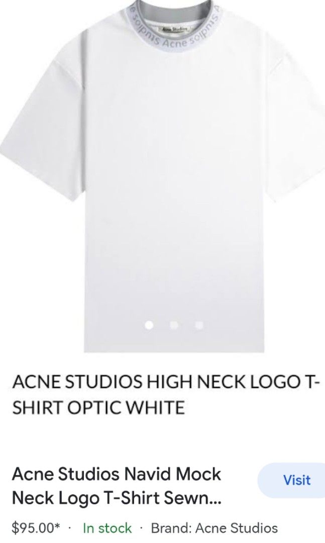 Acne studios navid logo mock neck optic white tshirt, Women's Fashion ...