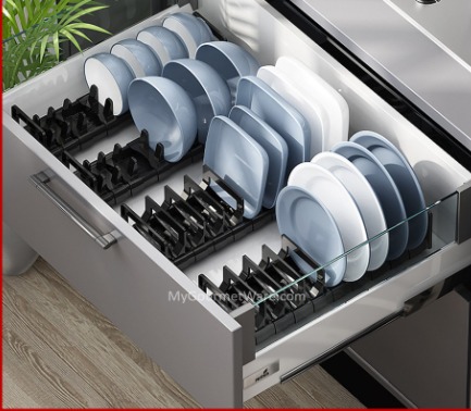Adjustable Plate Bowl Rack Storage | Cabinet Drawer Dinnerware ...