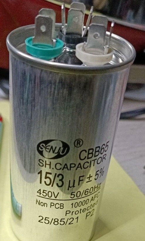 Aircon capacitor dual 15uf+3uf, TV & Home Appliances, Air Conditioning ...