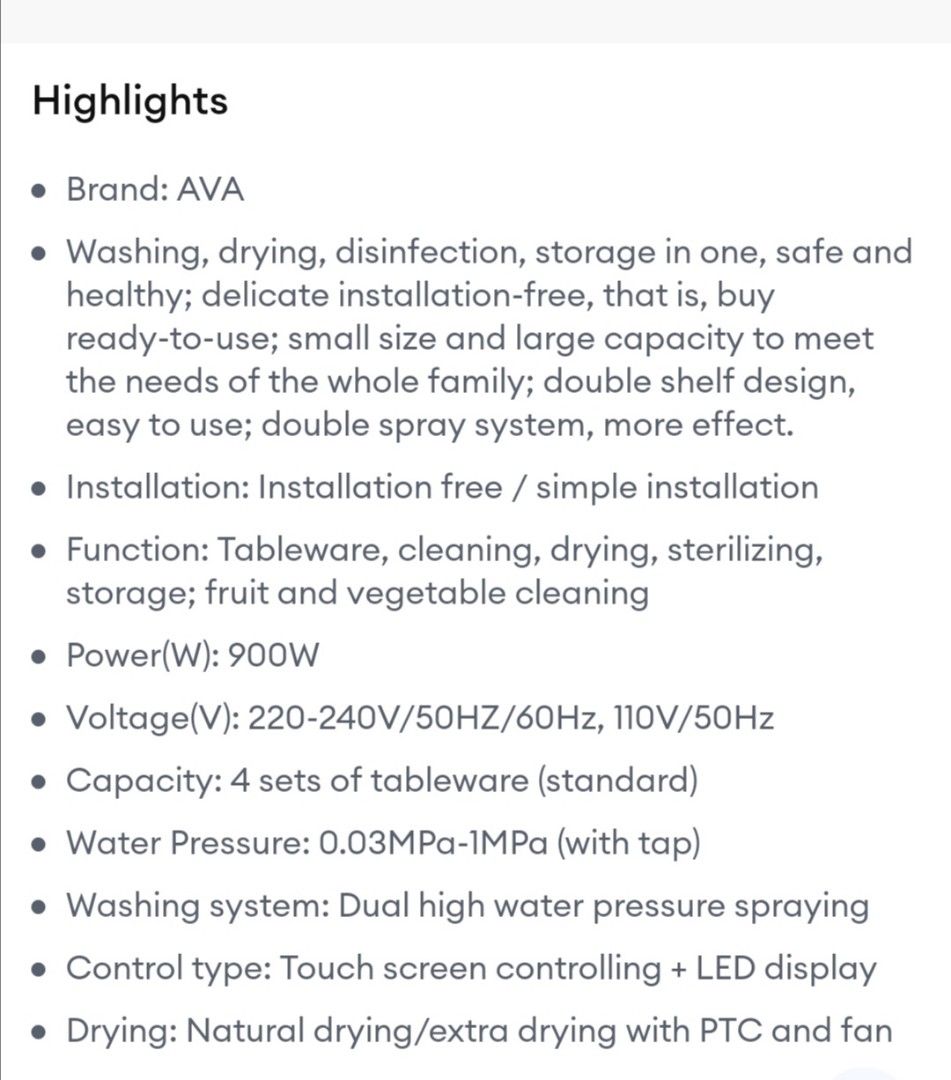 Ava Mini Dishwasher on Carousell